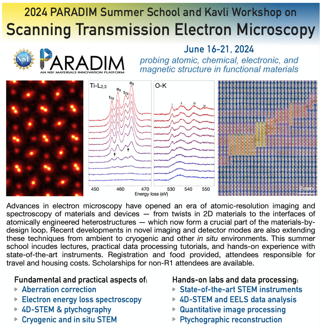 2024 PARADIM Summer School and Kavli Workshop on Scanning Transmission Electron Microscopy | PARADIM